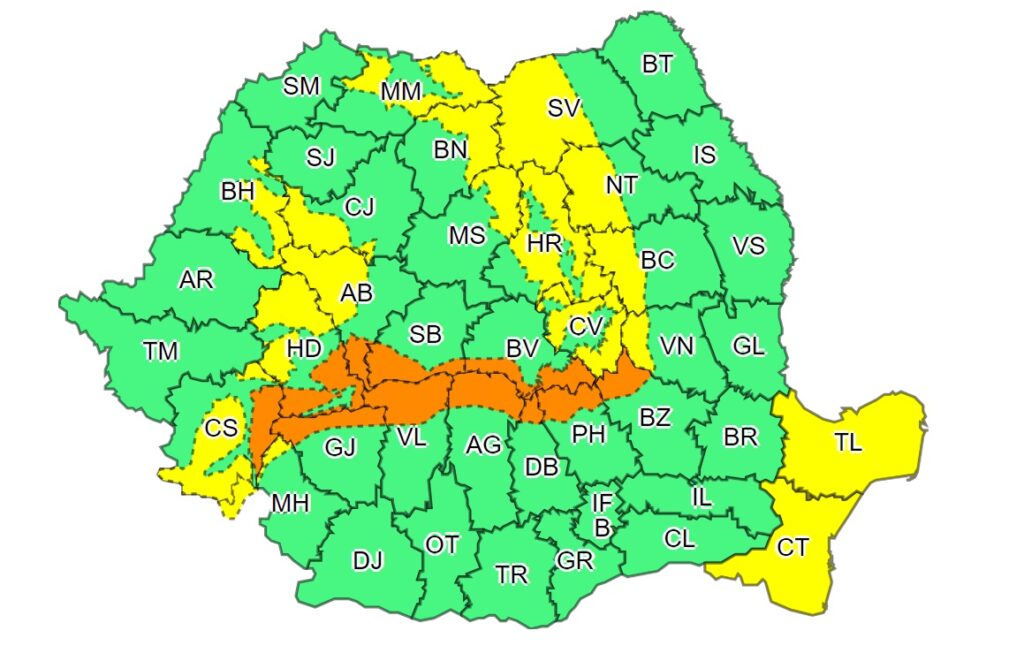 Un nou ciclon lovește România! Alertă meteo cod portocaliu și galben de ...